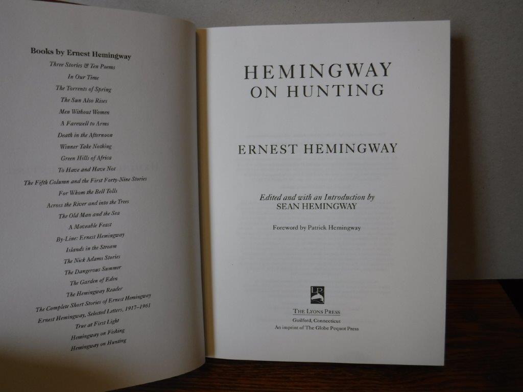 Ernest Hemingway Hunting Books